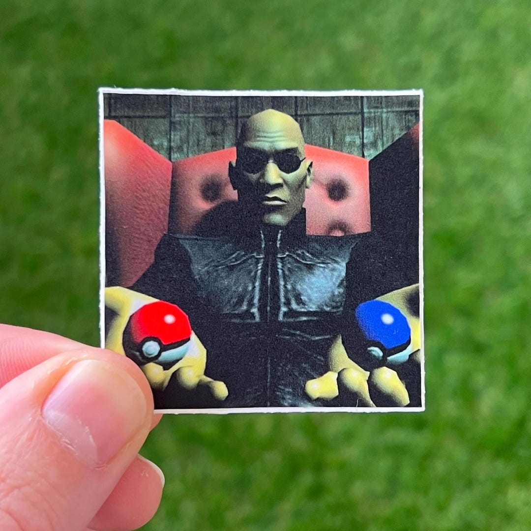 Pokemon Matrix Sticker - Retro Graphics Red Pill Blue Pill - 2"x2 ...