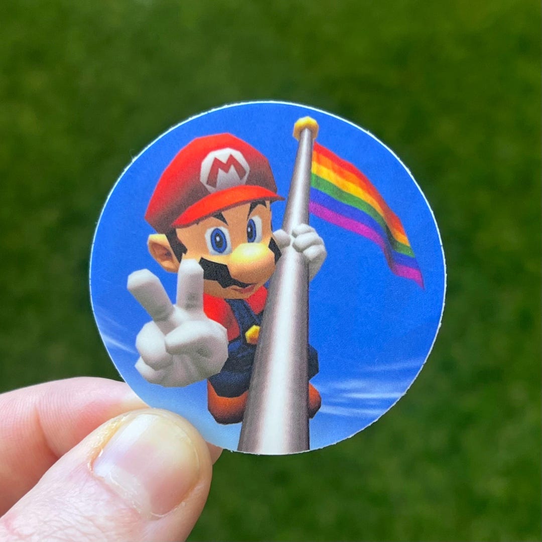 Pride Mario Sticker - Retro Graphics 2x2 Thick Waterproof Vinyl - Etsy