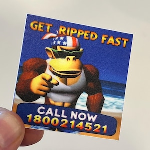 Funky Kong Sticker - Retro Graphics Donkey Kong 2”x2” Thick Vinyl ...