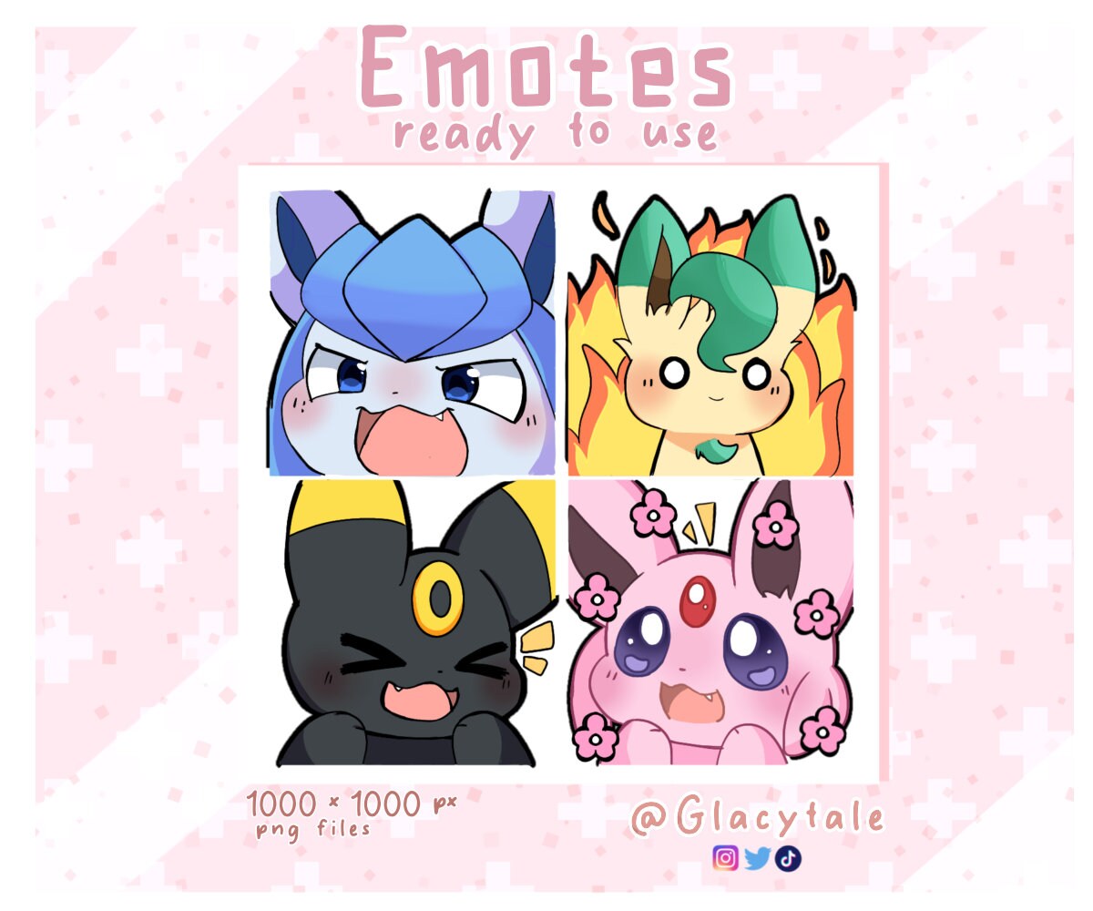 Eeveelution Premade Emote Set Discord/ Twitch Emotes leafeon Glaceon ...