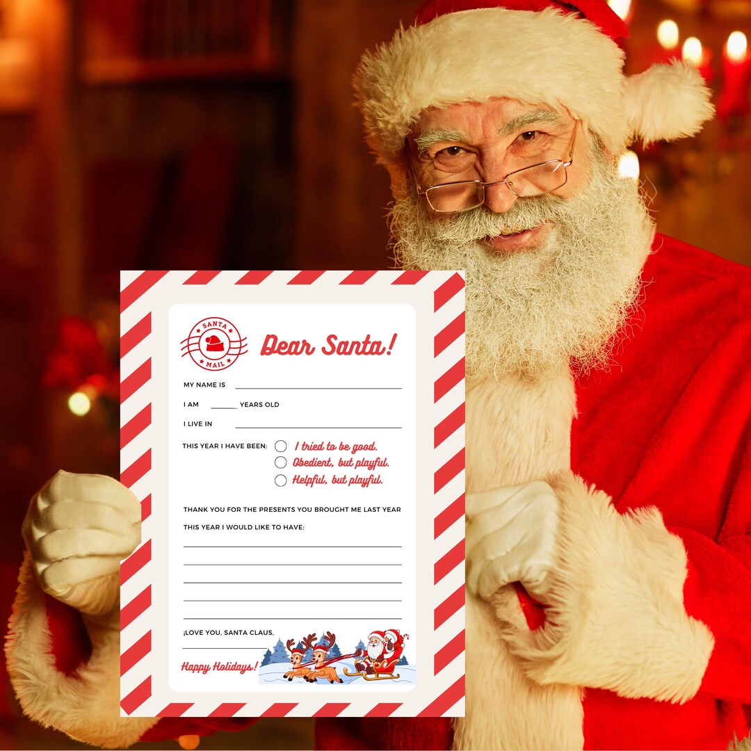 Carta a Papá Noel en ingles, Carta a Papá Noel Descarga instantánea ...