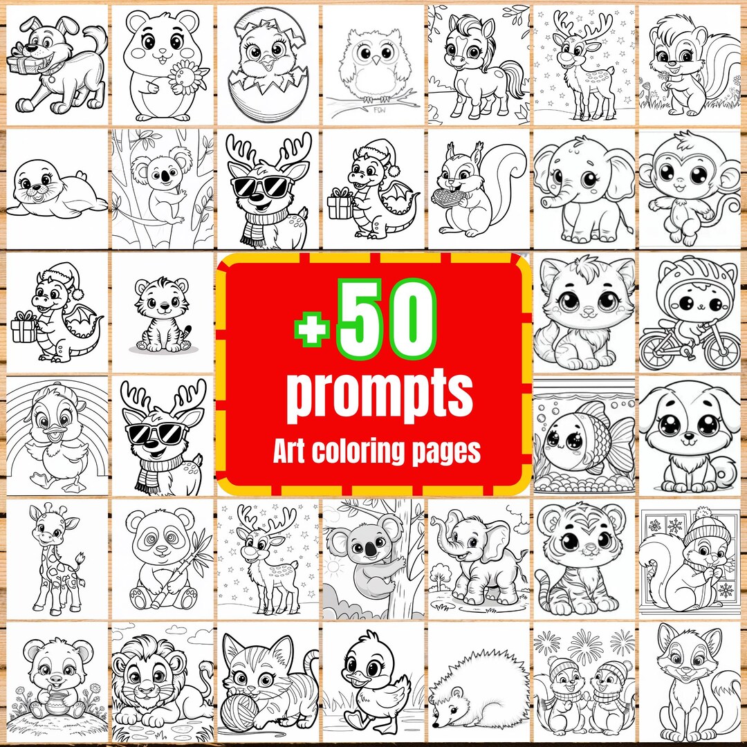 AI Prompt Ideogram for Cute Animal Coloring Book Pages Zoo, Farm, Land ...