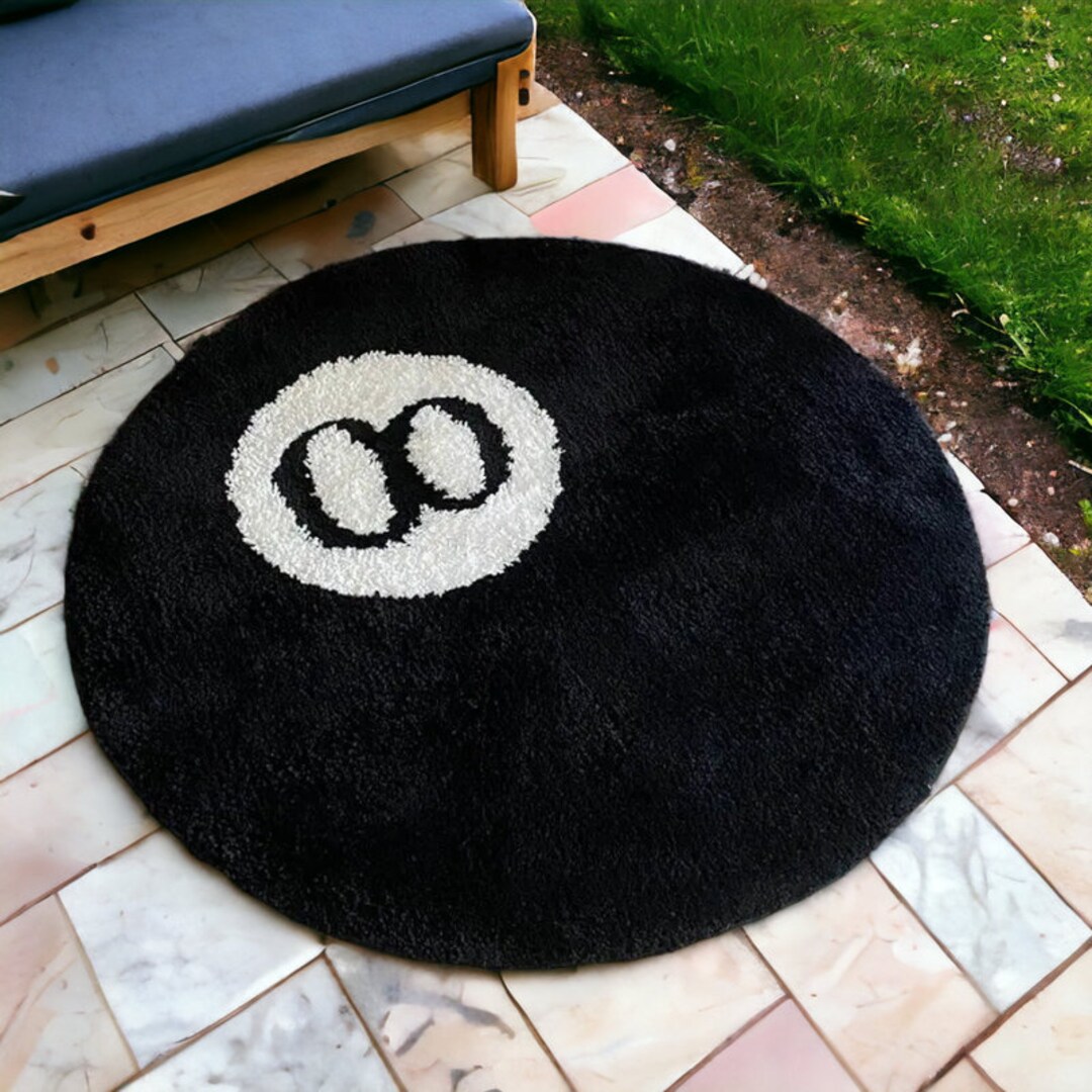 Tufted 8 Ball Rug 8ball Pool Game Carpet Shaggy Pool Game Rug Games ...