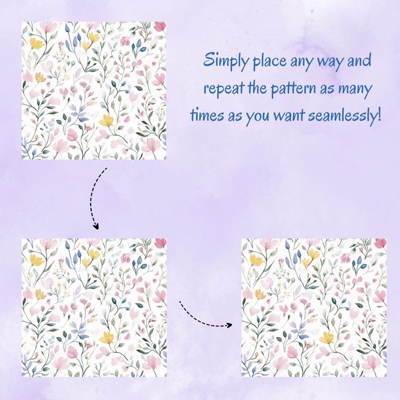 Seamless Watercolor Floral Patterns, Shabby Chic Printable Digital ...