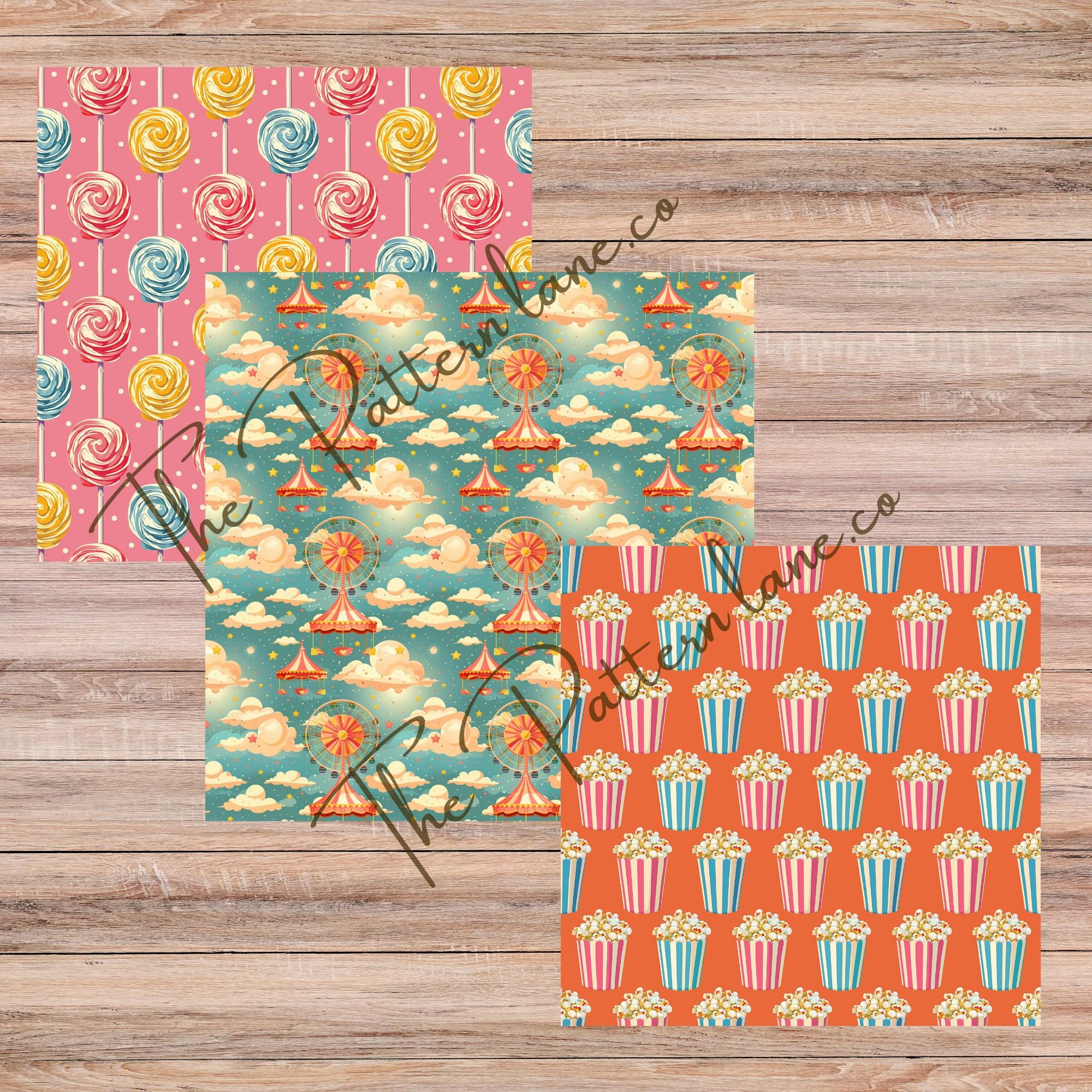 10 Pack Seamless Digital Paper Vintage Retro Carnival Theme Fair ...