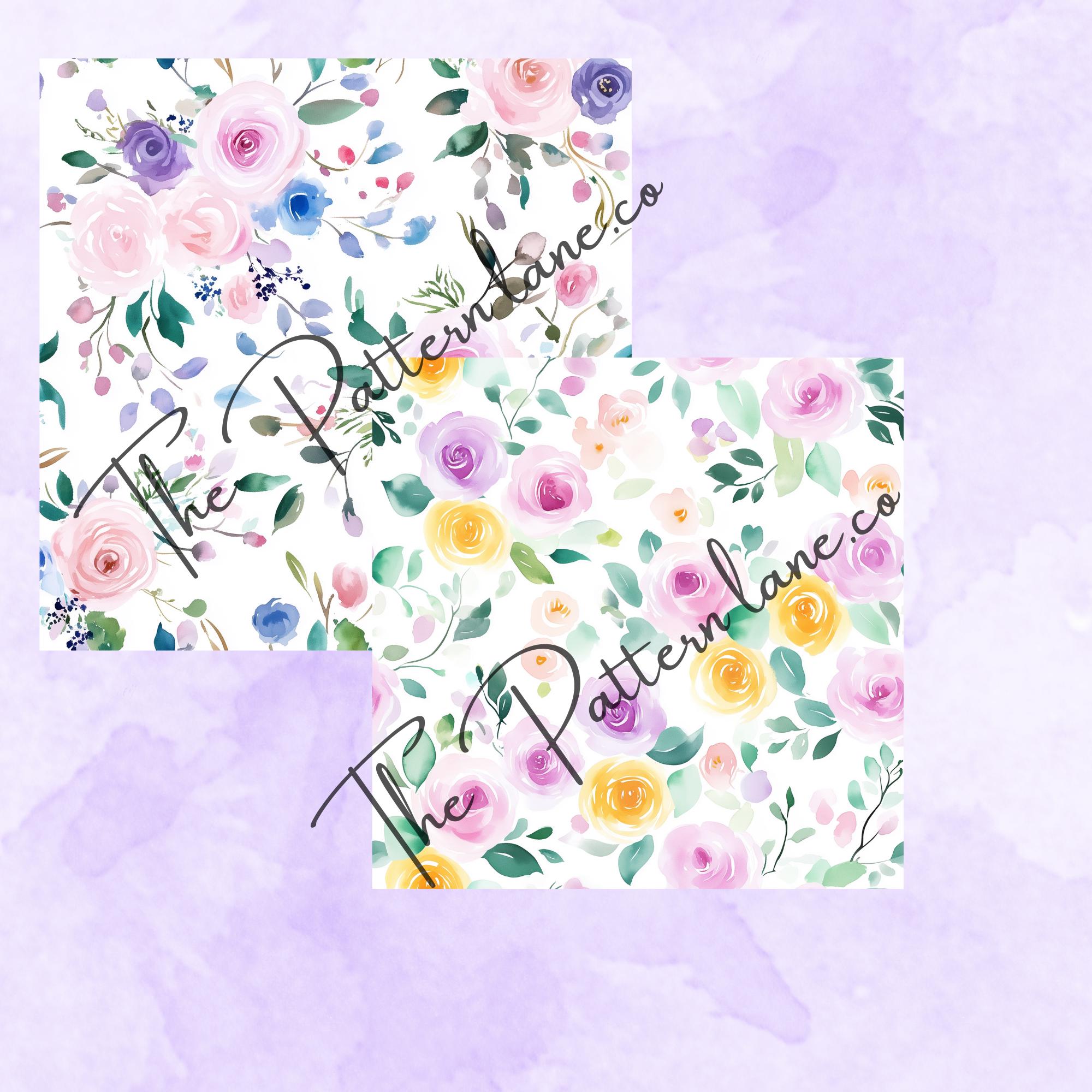 Seamless Watercolor Floral Patterns, Shabby Chic Printable Digital ...