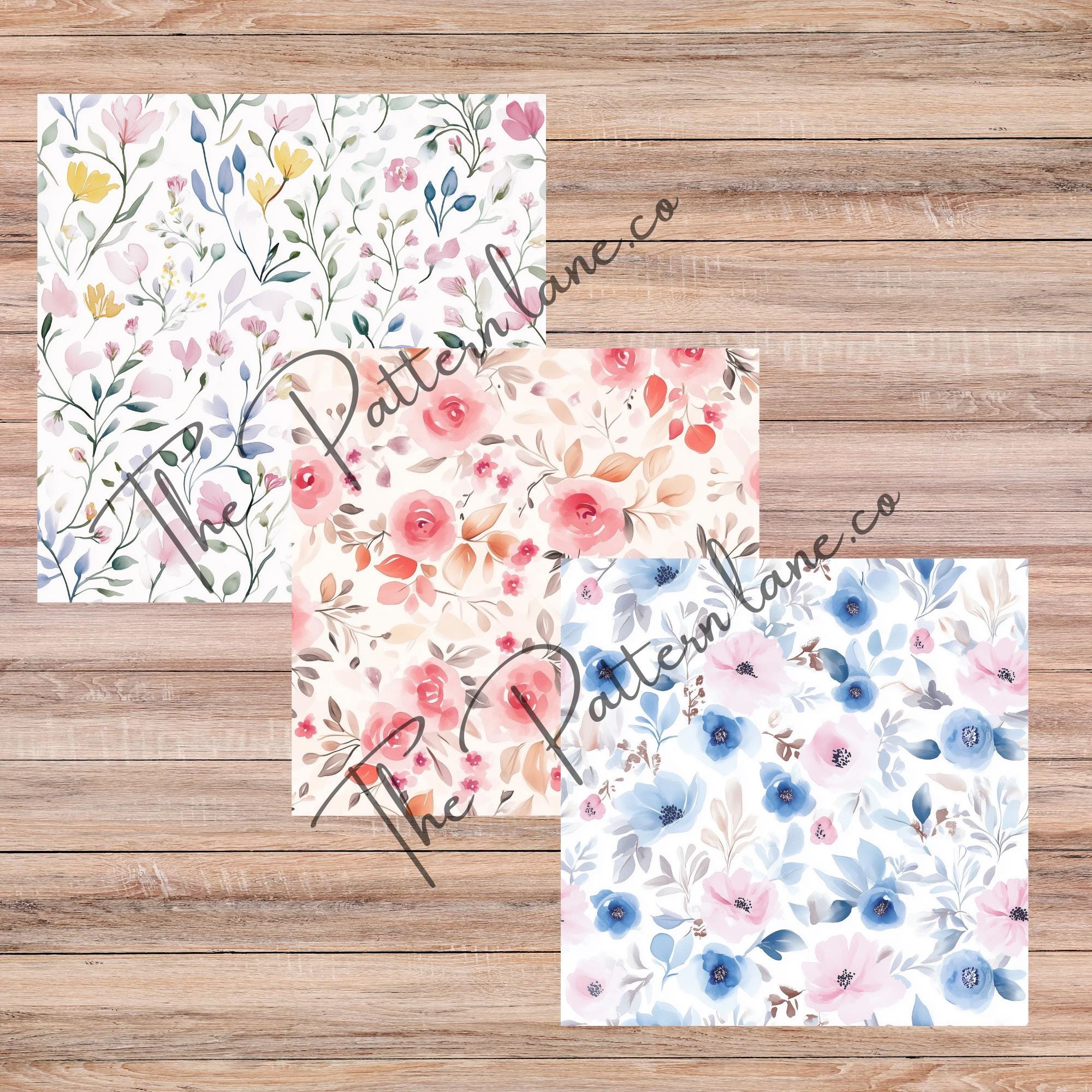 Seamless Watercolor Floral Patterns, Shabby Chic Printable Digital ...