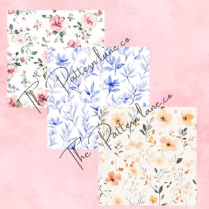 Seamless Watercolor Floral Patterns, Shabby Chic Printable Digital ...
