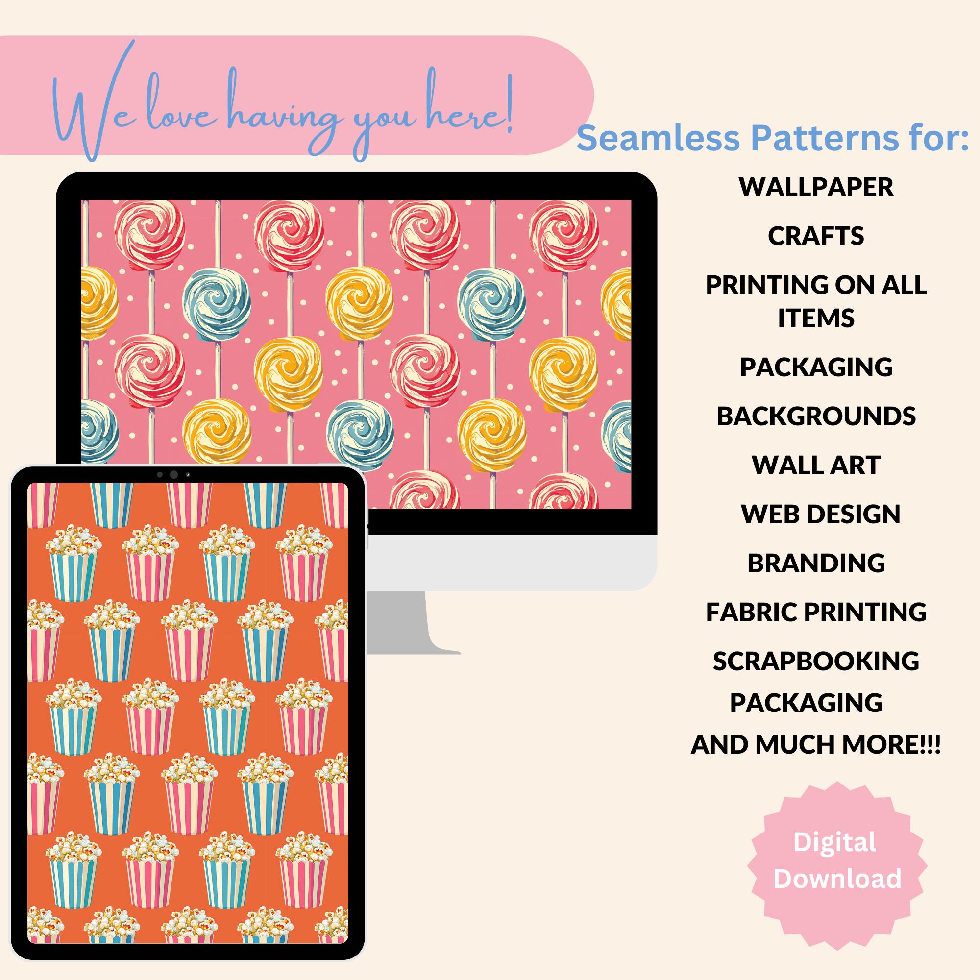 10 Pack Seamless Digital Paper Vintage Retro Carnival Theme Fair ...