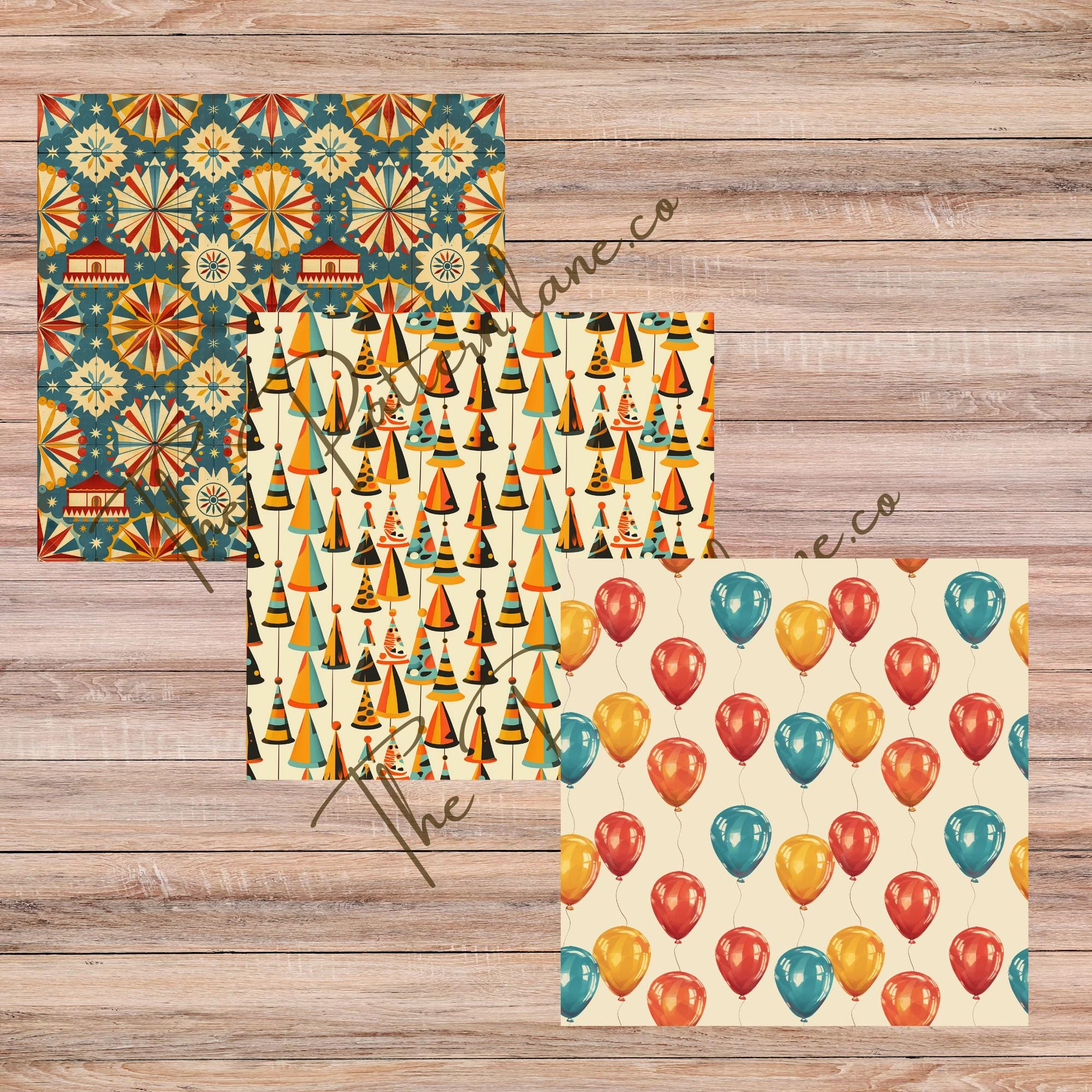 10 Pack Seamless Digital Paper Vintage Retro Carnival Theme Fair ...