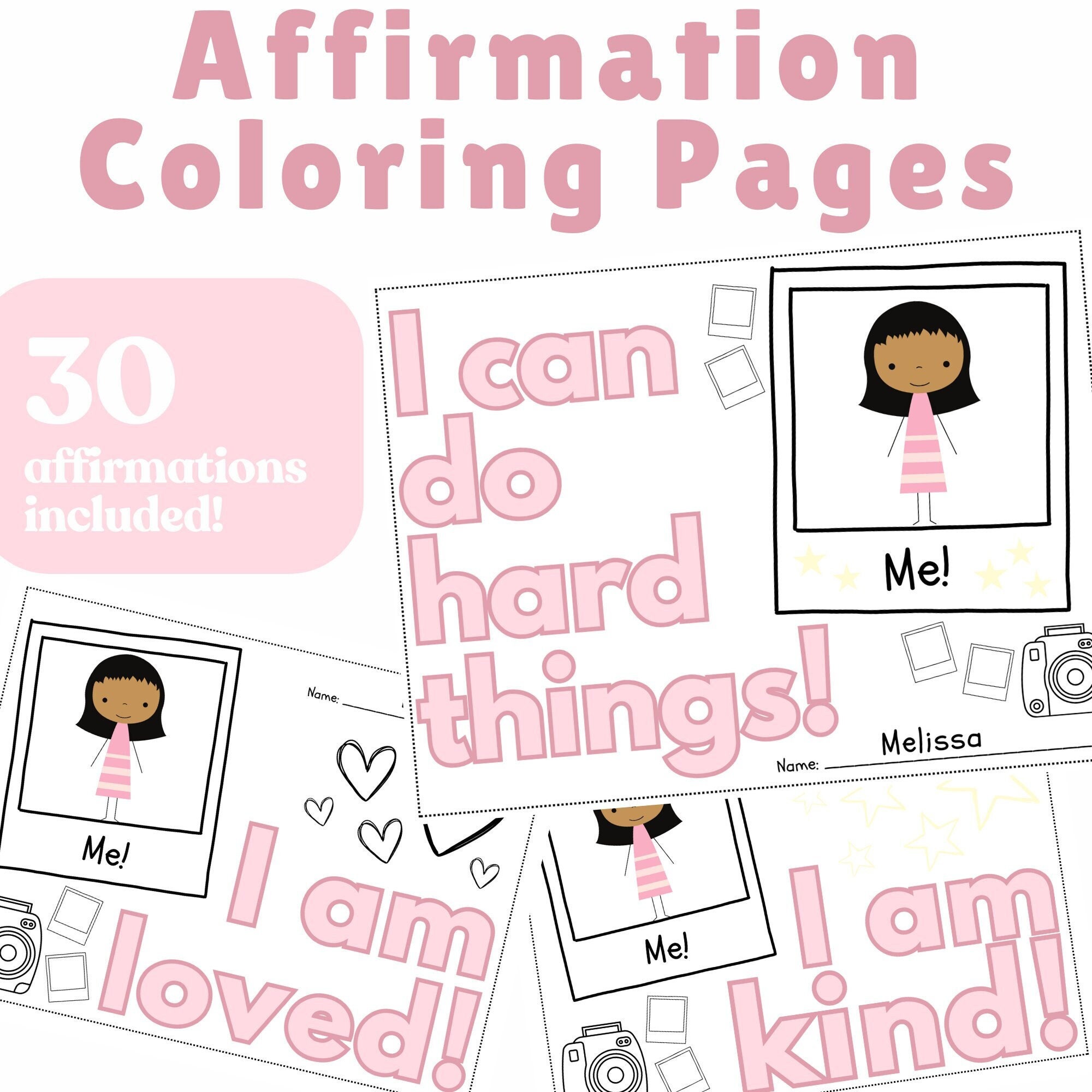 Affirmation / Positive Self-talk Coloring Pages for Kids - Etsy