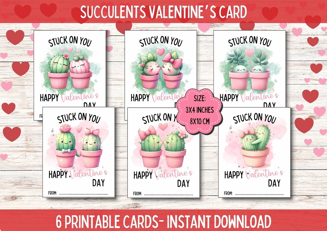 Succulent Printable Valentine's Day Cards, Succulent Valentine's Day ...