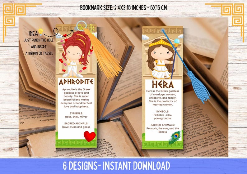 Greek Mythology Goddess Printable Bookmarks, Kids Printable Bookmarks ...