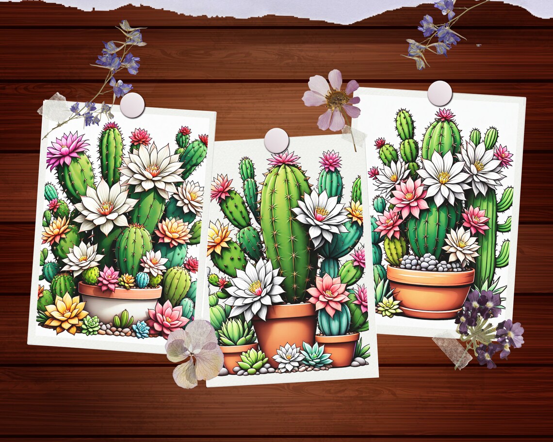 Cactus and Succulents Coloring Pages 70 Pages Adult & Kid Coloring Book ...