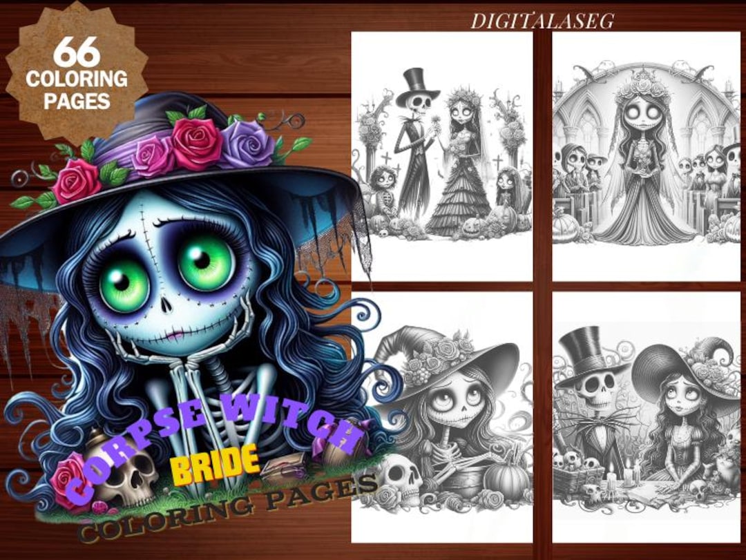 Corpse Witch Bride (66 Page) Coloring Pages Adult & Kid Coloring Book ...