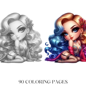 Chibi Burlesque (90) Coloring Pages Adult & Kid Coloring Book ...