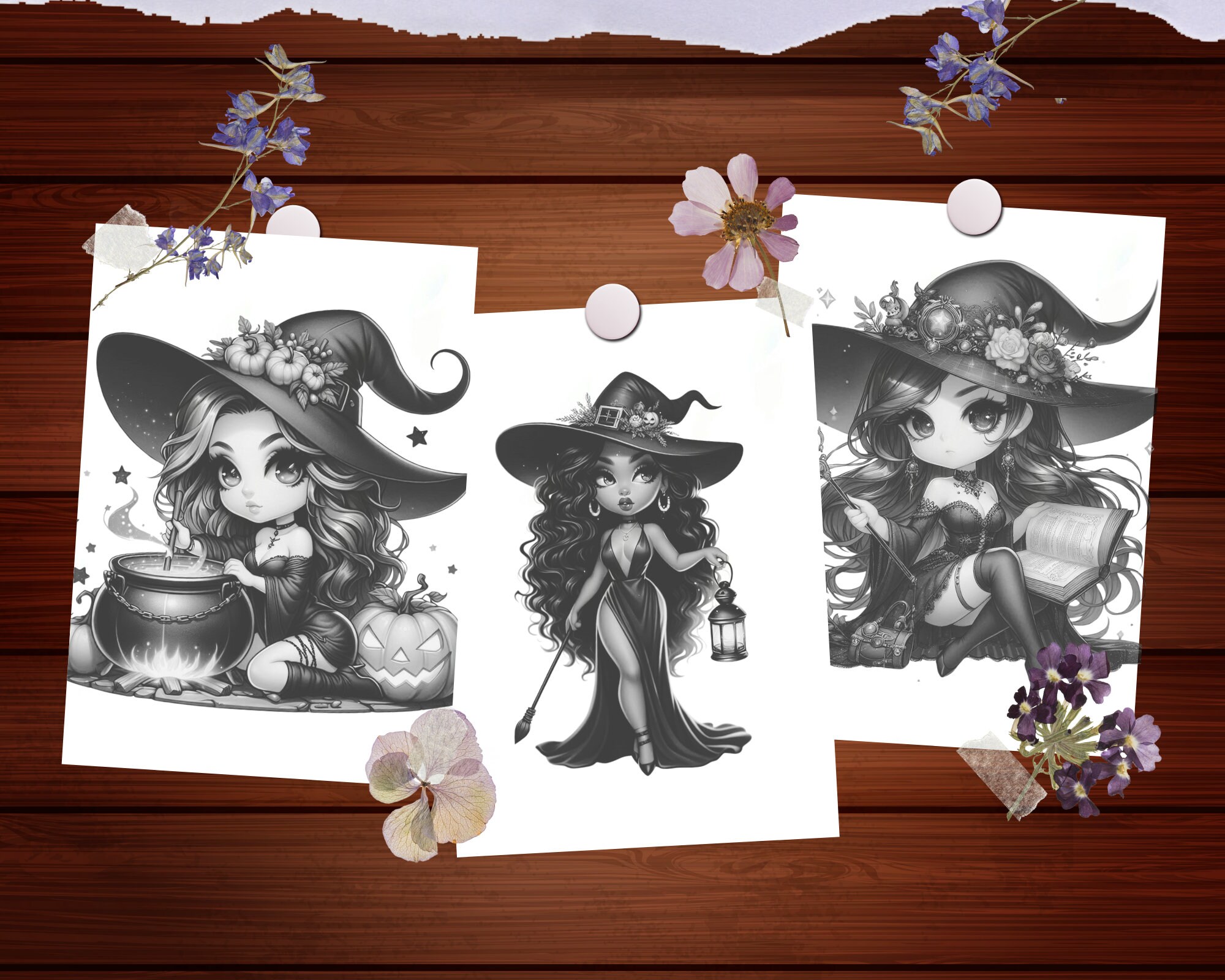 Cute Chibi Witches Coloring Pages (40 - Remastered) Adult & Kid ...