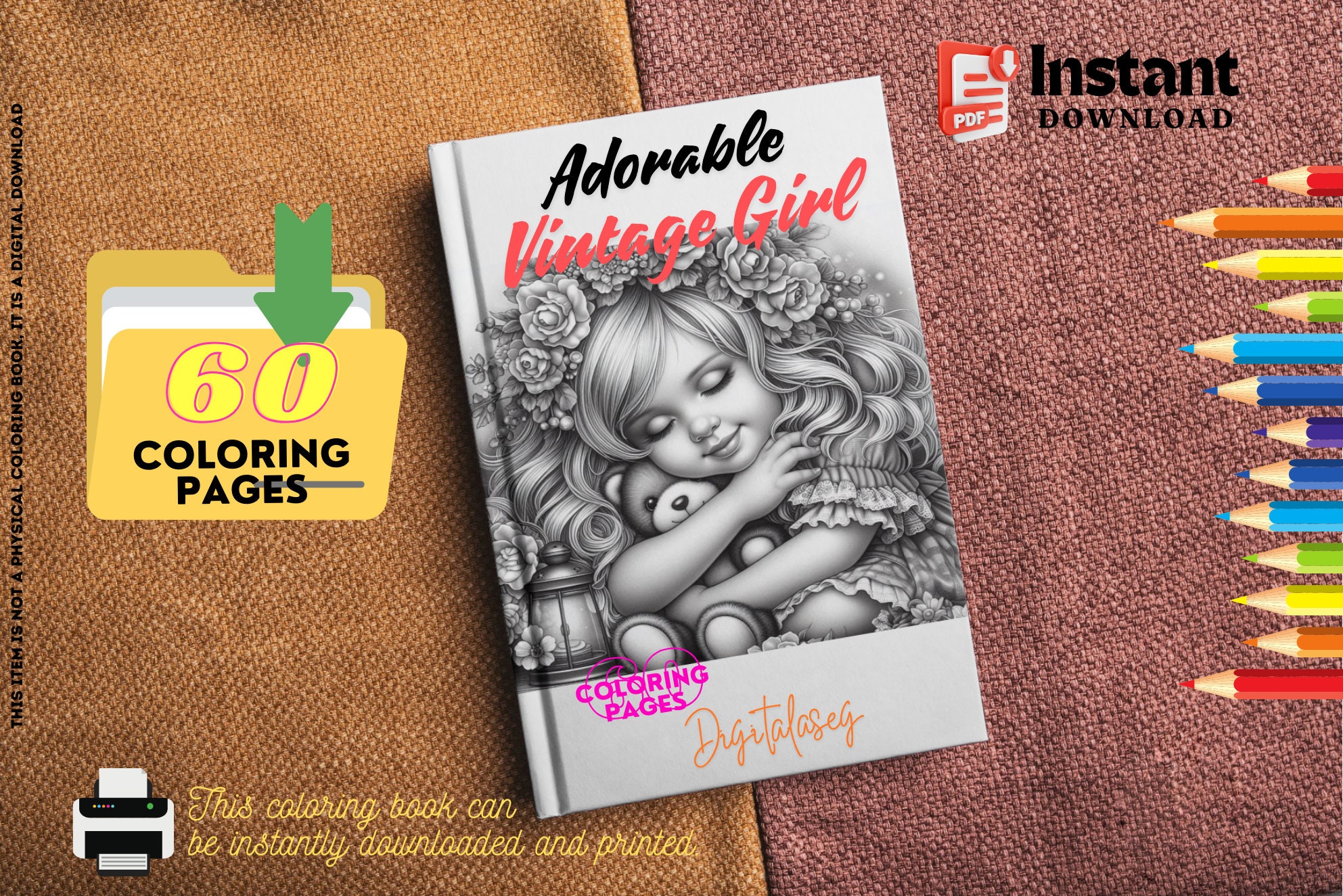 Adorable Vintage Girl Coloring Pages 60 Pages Adult &kid Coloring Book ...