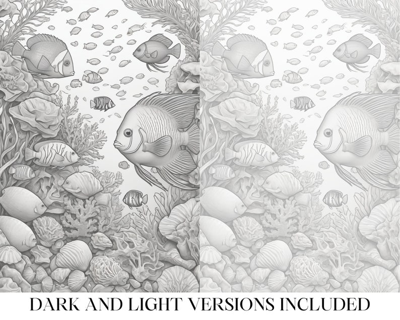 Enchanted Underwater Coloring Pages 40 Pages Adult & Kid Coloring Book ...