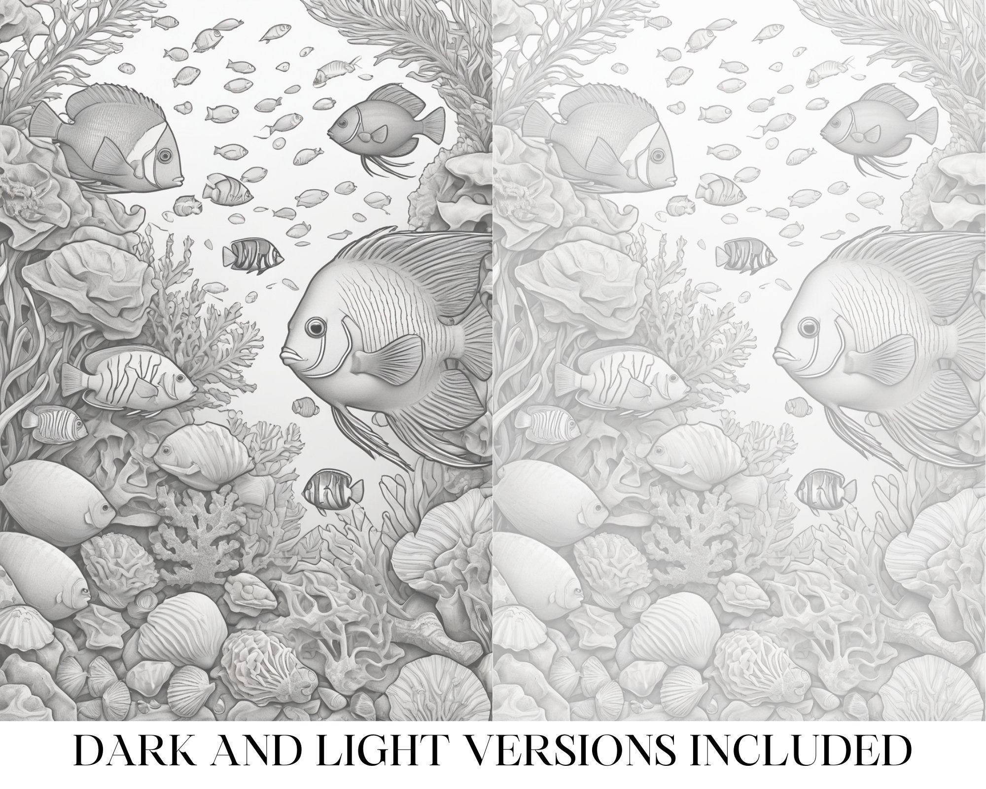 Enchanted Underwater Coloring Pages 40 Pages Adult & Kid Coloring Book ...