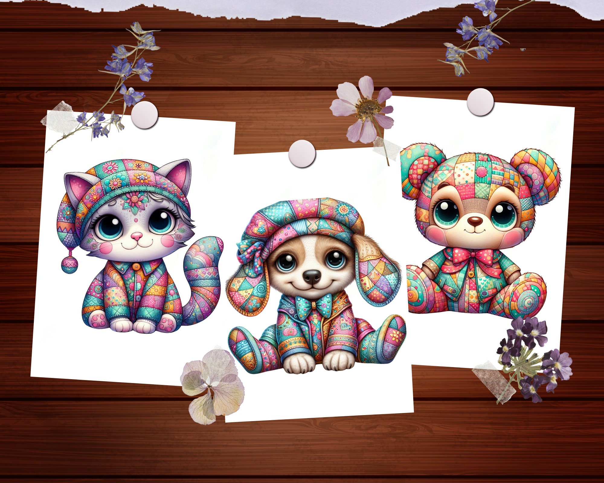 Patchwork Animals Coloring Pages 100 Pages Adult & Kid Coloring Book ...