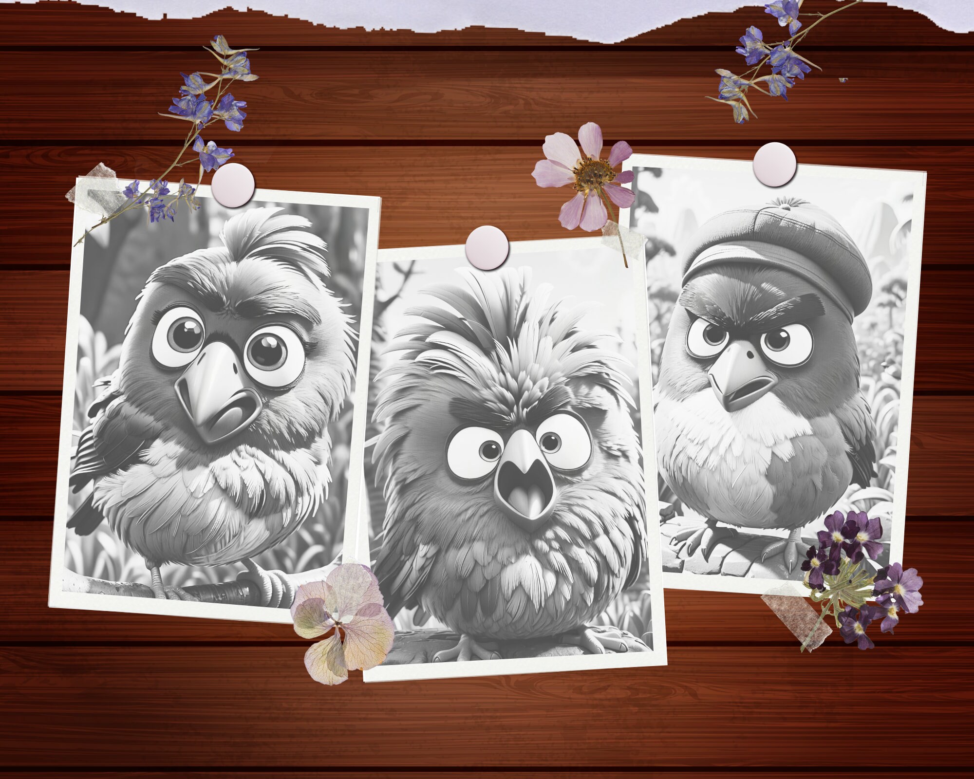 Cute Grumpy Birds Coloring Pages 80 Pages Adult and Kids Coloring Book ...