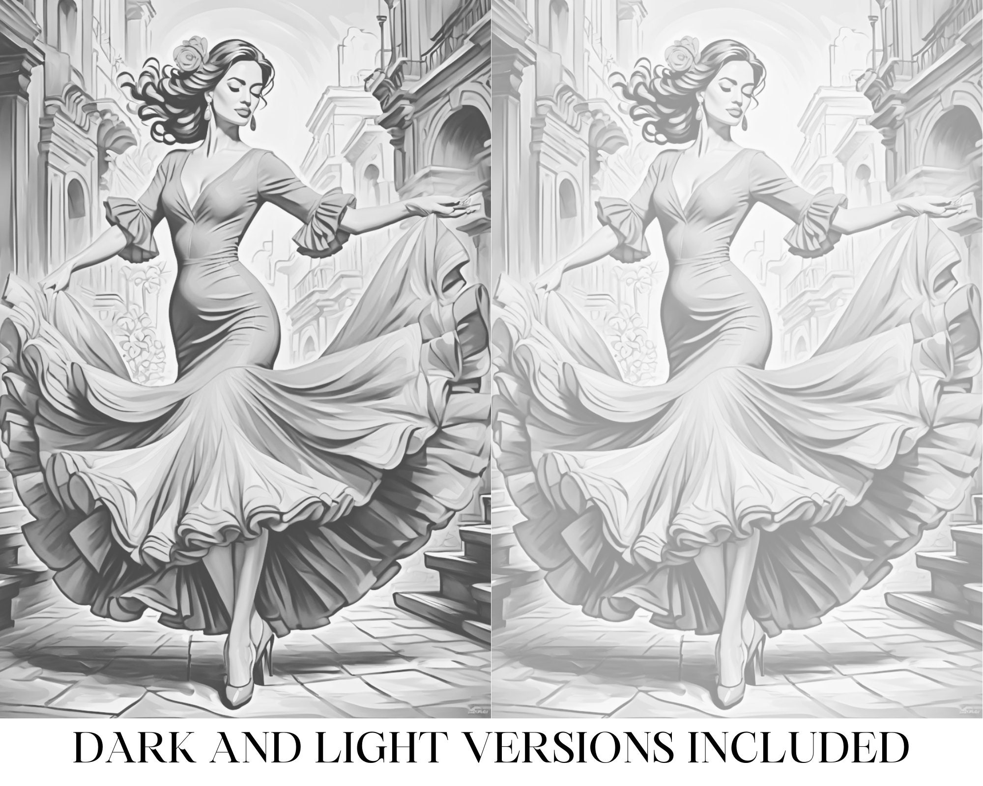 Flamenco Passion Dance Coloring Pages 100 Pages Adult & Kid Coloring ...