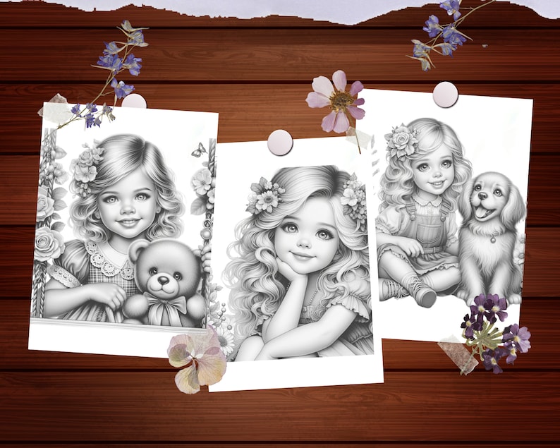 Adorable Vintage Girl Coloring Pages 60 Pages Adult &kid Coloring Book ...
