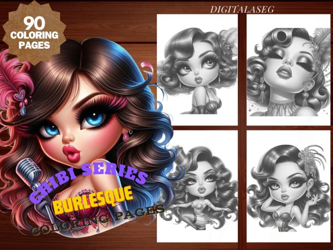 Chibi Burlesque (90) Coloring Pages Adult & Kid Coloring Book ...