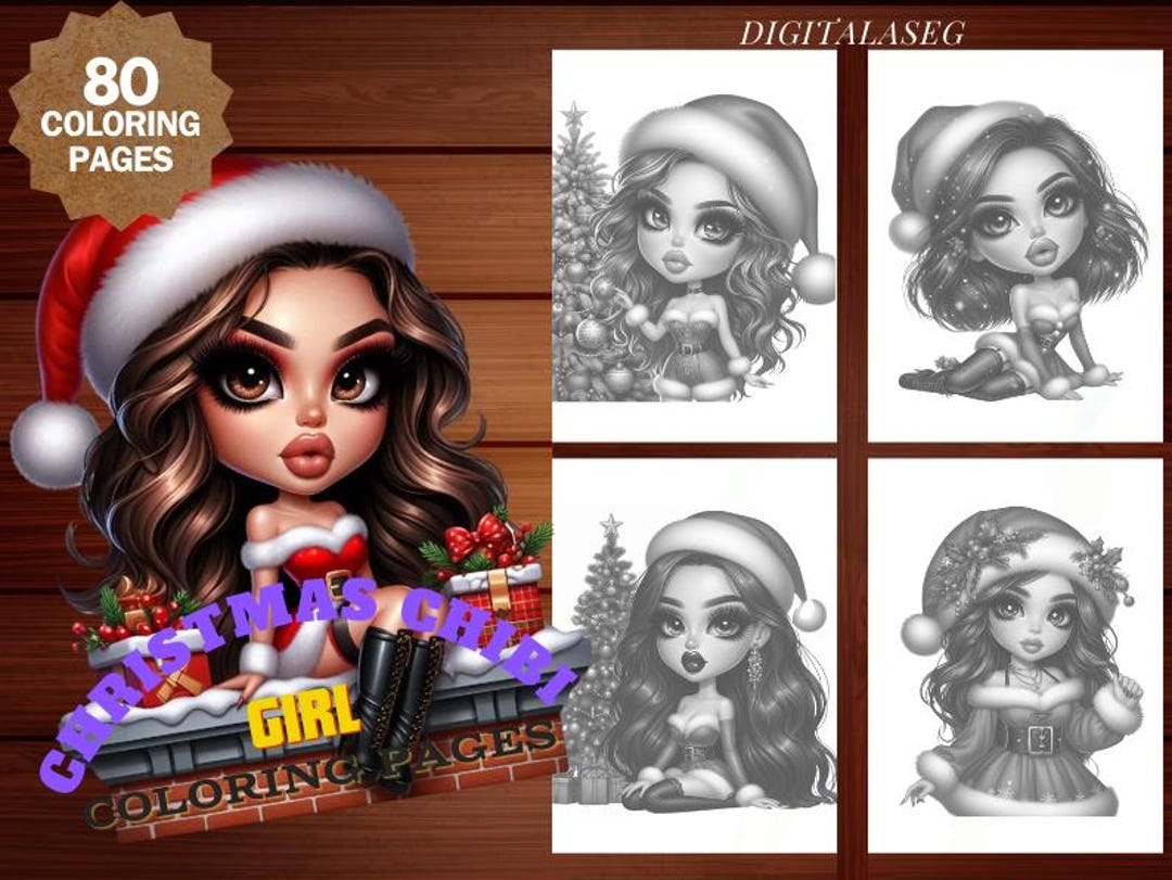Christmas Chibi Girl (80) Coloring Pages Adult & Kid Coloring Book ...