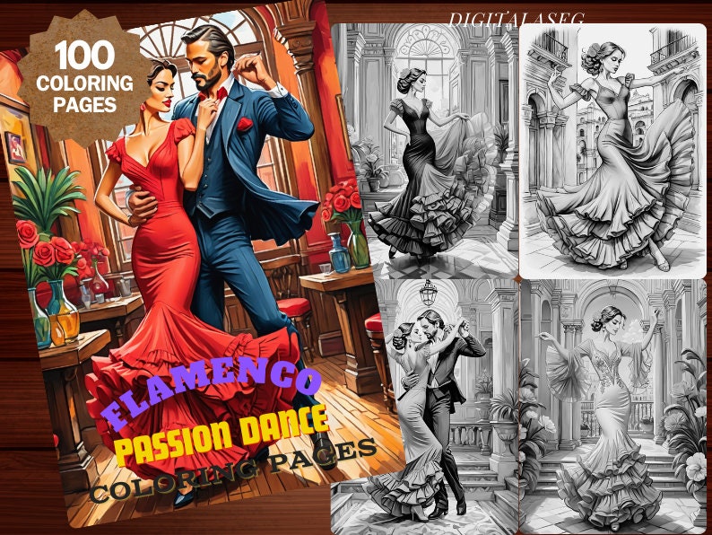Flamenco Passion Dance Coloring Pages 100 Pages Adult & Kid Coloring ...