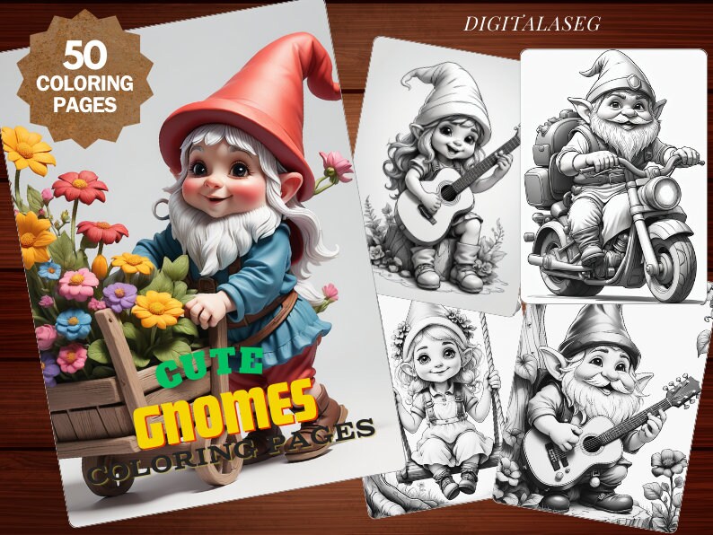 Cute Gnomes Coloring Pages 50 Pages Adult & Kids Coloring Book ...