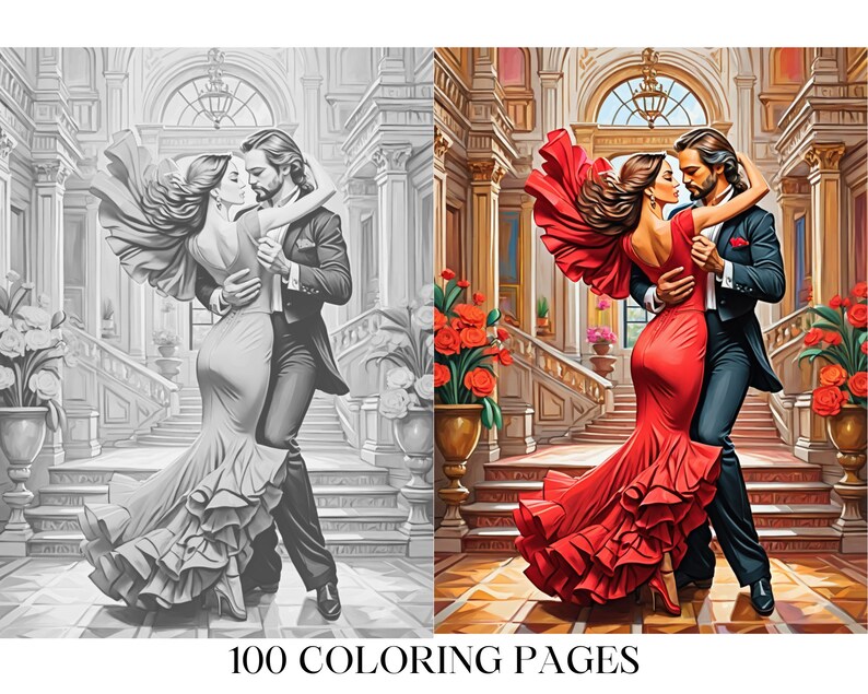 Flamenco Passion Dance Coloring Pages 100 Pages Adult & Kid Coloring ...