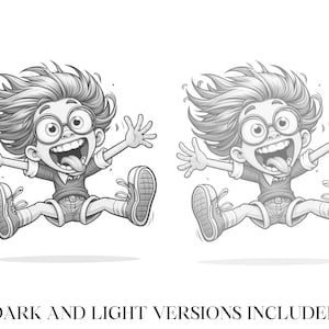 Crazy Girl Cartoon Coloring Pages Adult & Kid Coloring Book, Grayscale ...