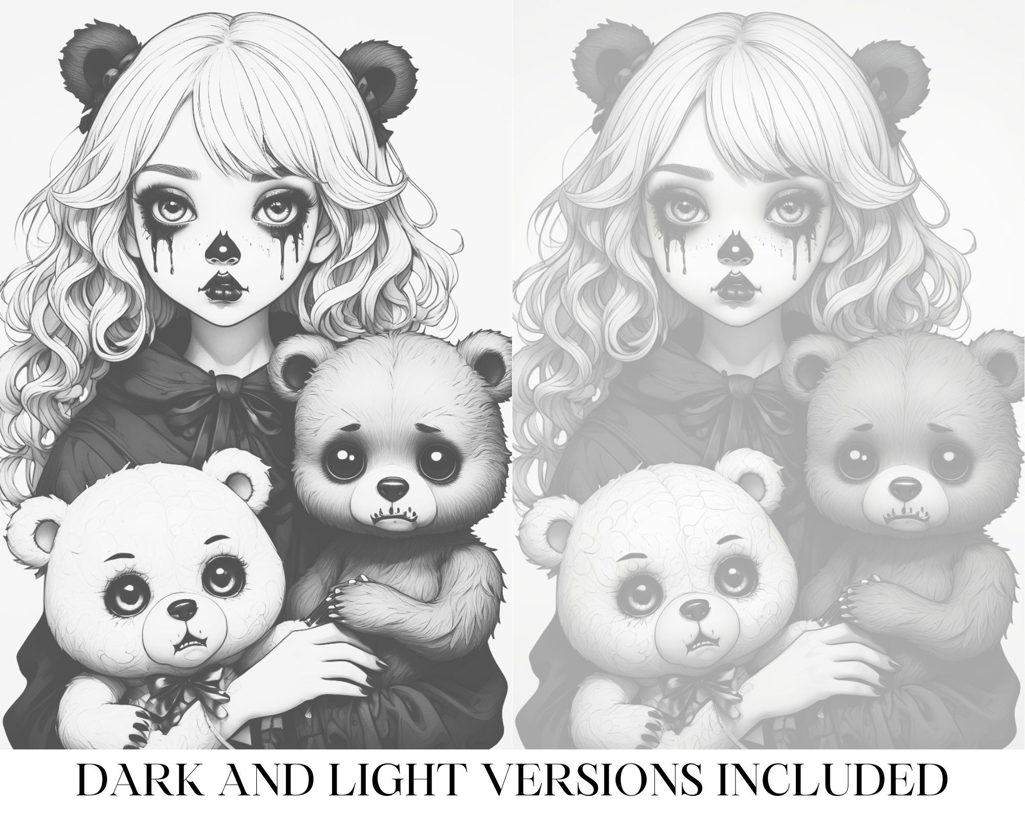 Spooky Girl Horror Coloring Pages: 50 Printable Illustrations (PDF) - Etsy