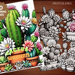 Cactus and Succulents Coloring Pages (70 Pages) Adult & Kid Coloring ...