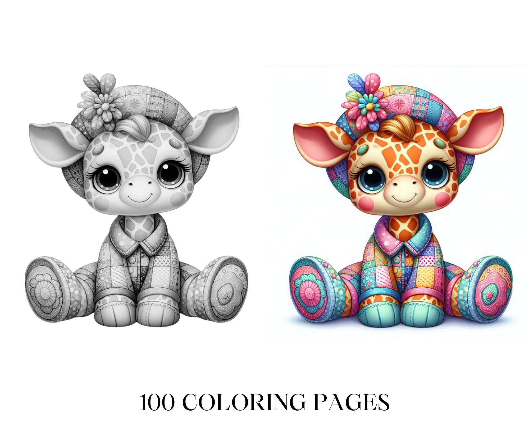 Patchwork Animals Coloring Book: 100 Grayscale Pages (printable PDF) - Etsy