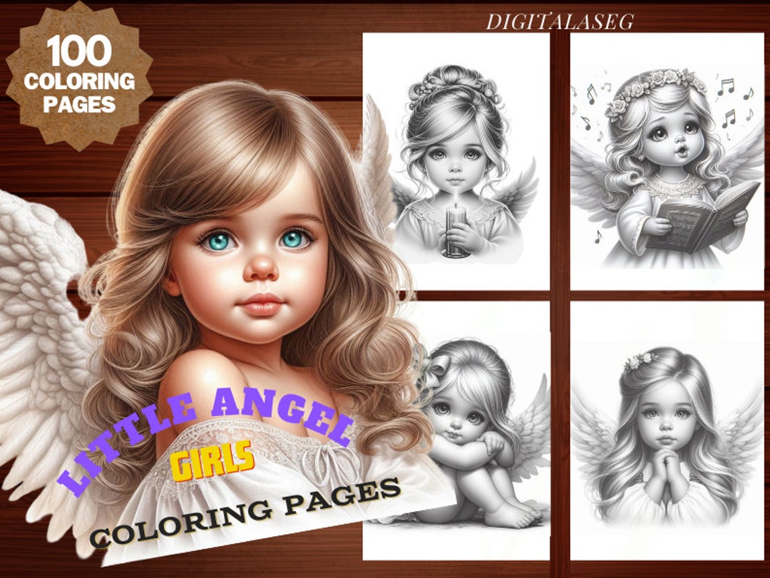 Little Angel Girls (100 Pages) Coloring Pages Adult & Kid Coloring Book ...