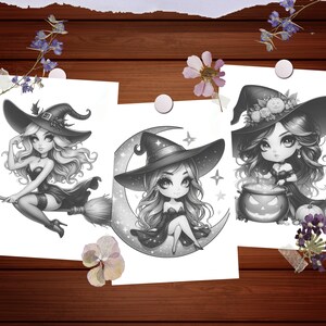 Cute Chibi Witches Coloring Pages (40 - Remastered) Adult & Kid ...