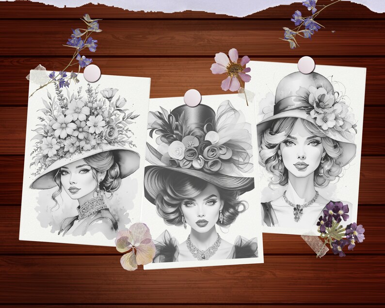 Women and Fancy Crazy Hats Coloring Pages 100 Pages Adult & Kid ...