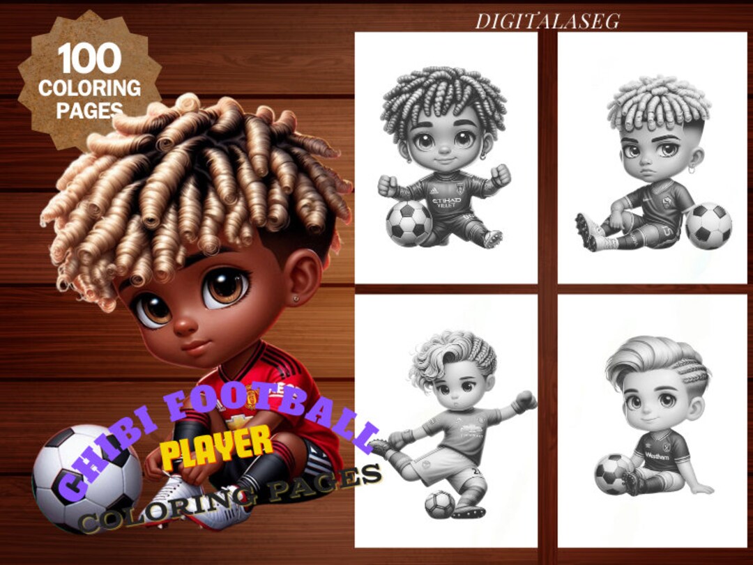 Chibi Football Player Coloring Pages 100 Pages Adult & Kid Coloring ...