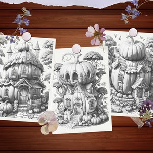 Pumpkin Fairy Houses Coloring Pages (66 Pages) Adult & Kid Coloring ...