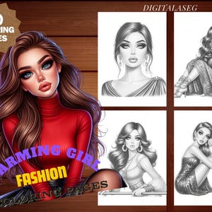 Charming Girl Fashion Coloring Pages (80 Page) Adult & Kid Coloring ...