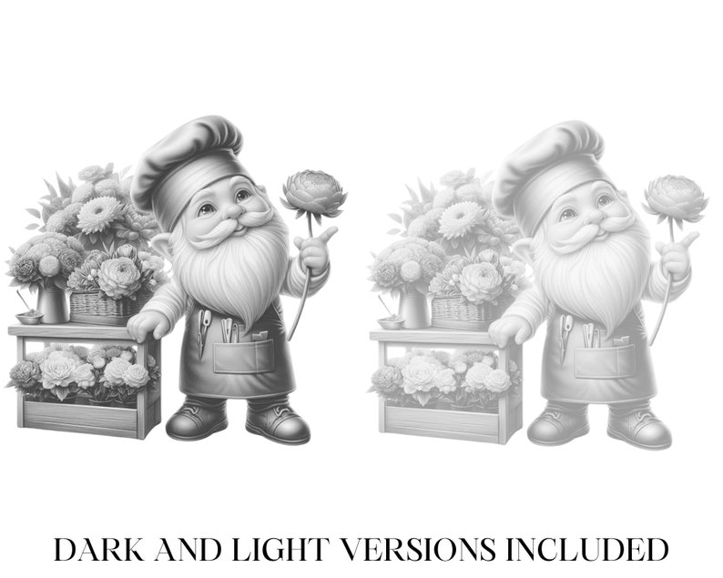 Gnome at Work Coloring Book: 80 Grayscale Pages (printable PDF) - Etsy