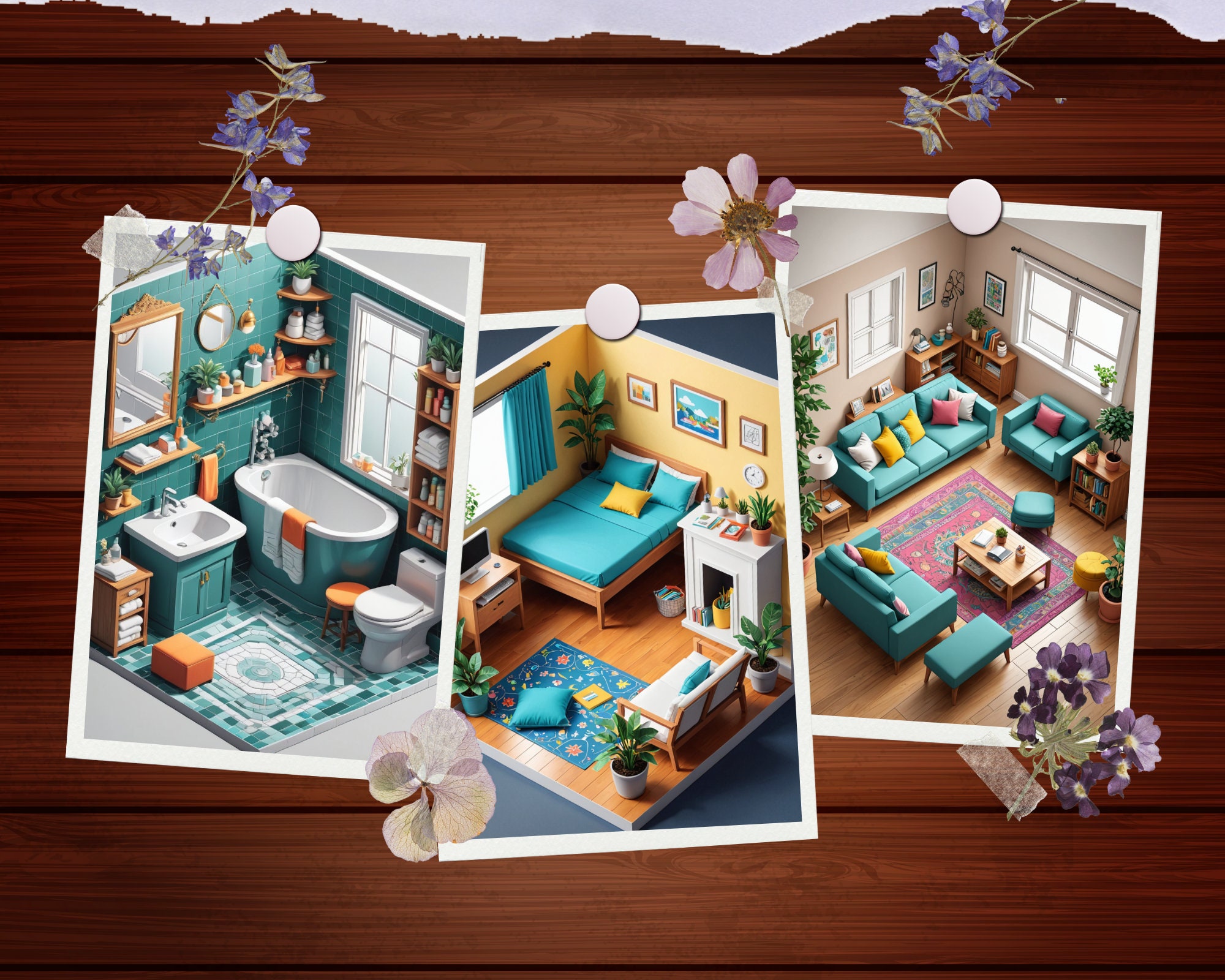 Pocket Mini Room Coloring Pages 50 Pages Adult & Kids Coloring Book ...