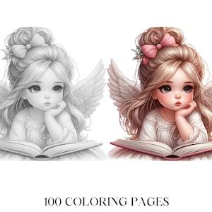 Little Angel Girls (100 Pages) Coloring Pages Adult & Kid Coloring Book ...