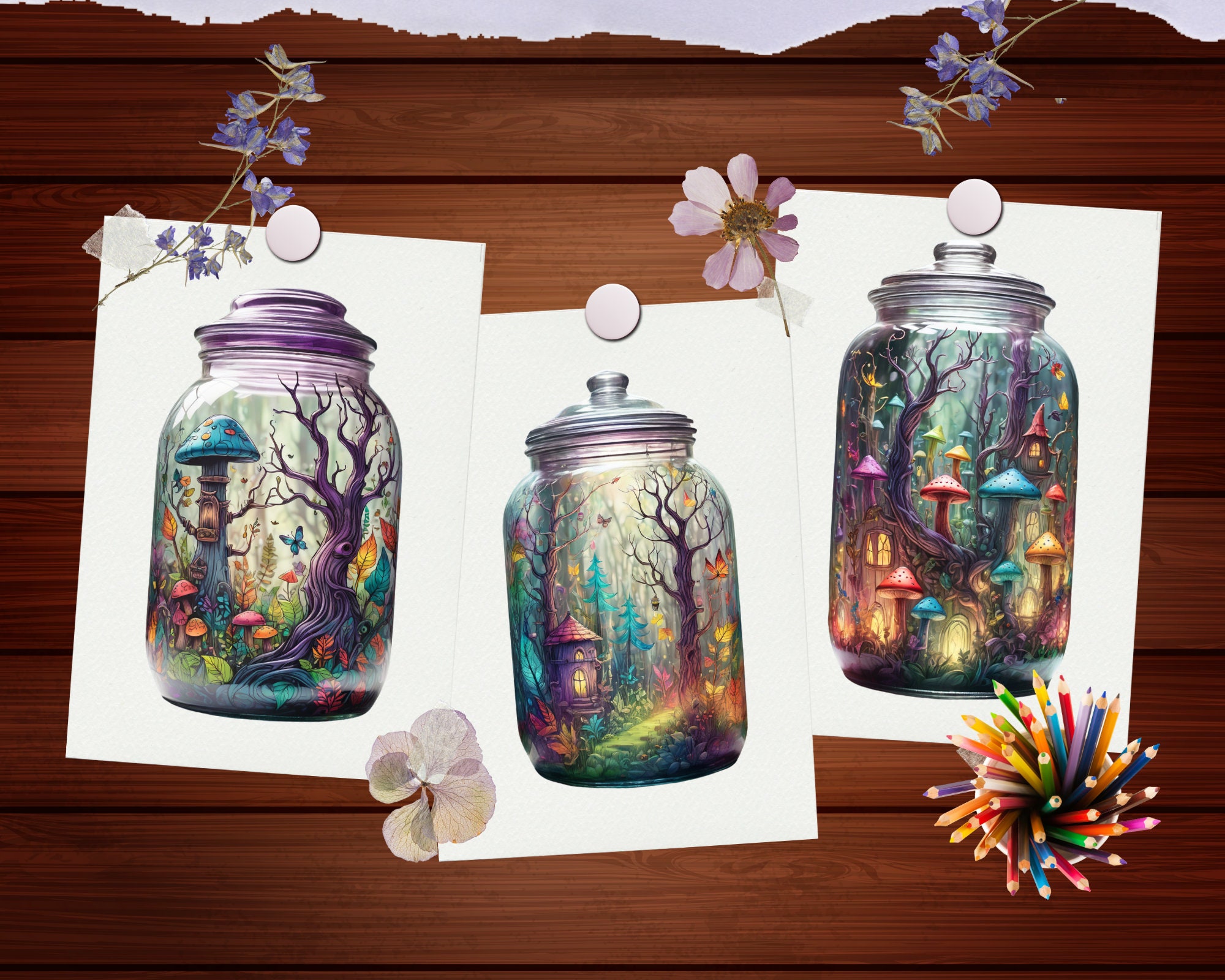 Enchanted Forest Jars Coloring Pages 50 Pages Adult & Kids Coloring ...