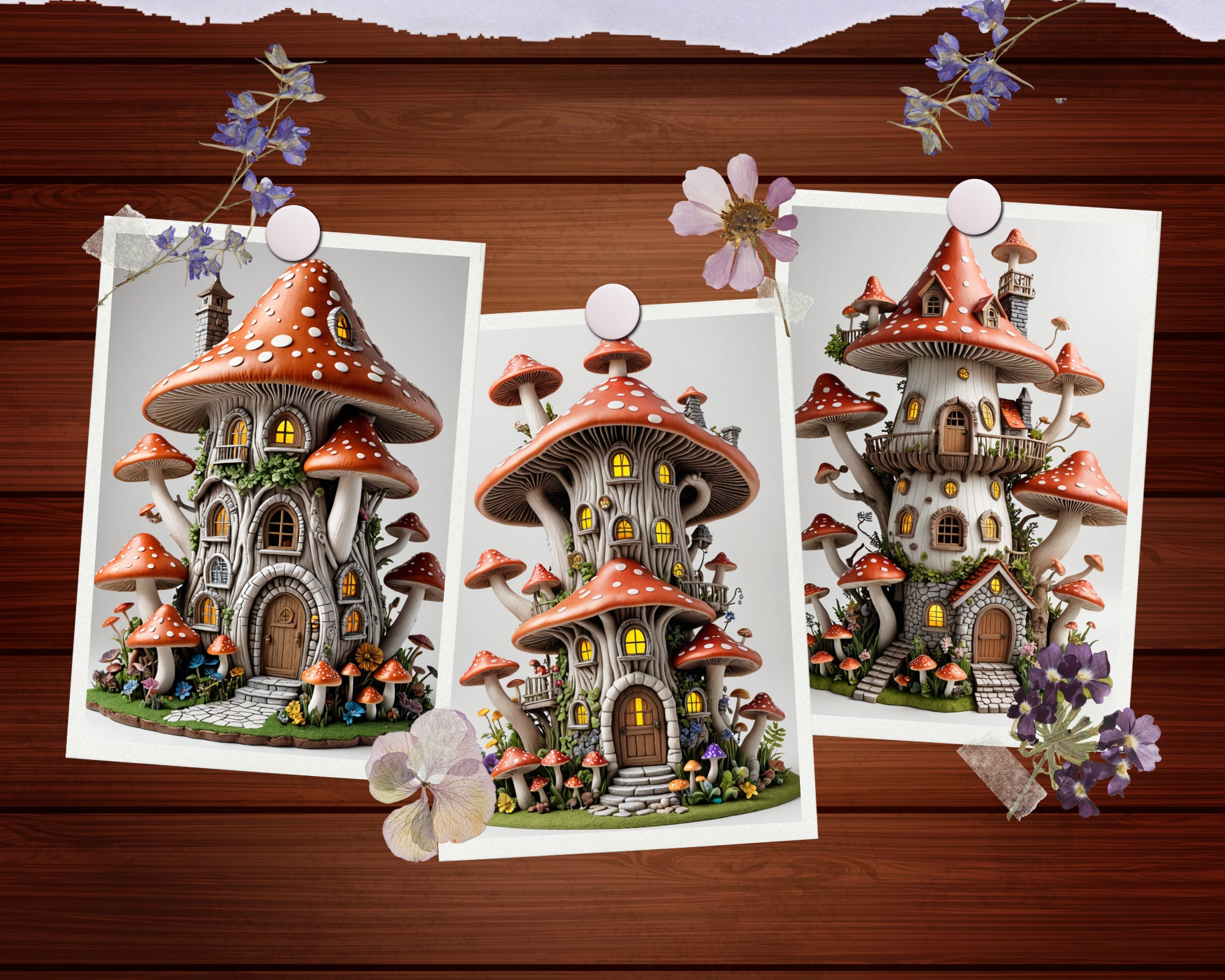 Enchanted Mushroom House Coloring Pages 50 Pages Adult & Kids Coloring ...