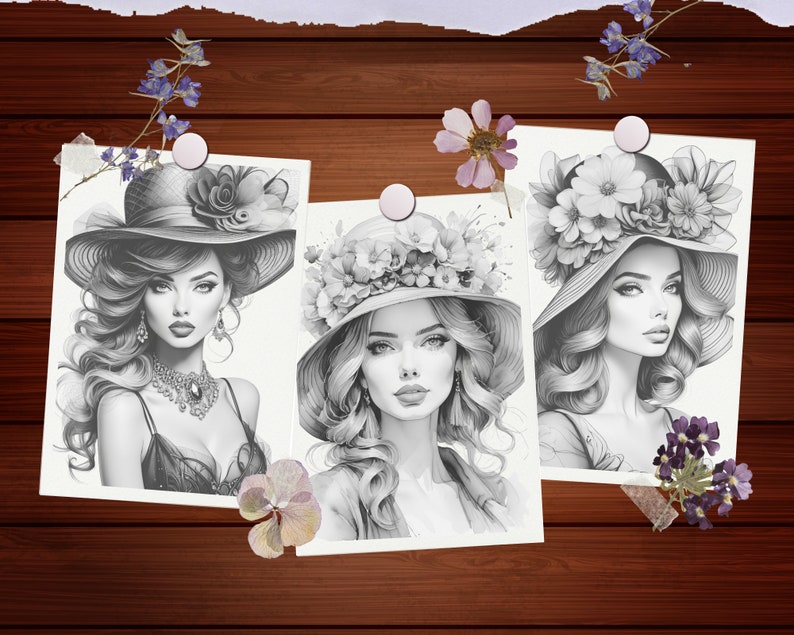 Women and Fancy Crazy Hats Coloring Pages 100 Pages Adult & Kid ...