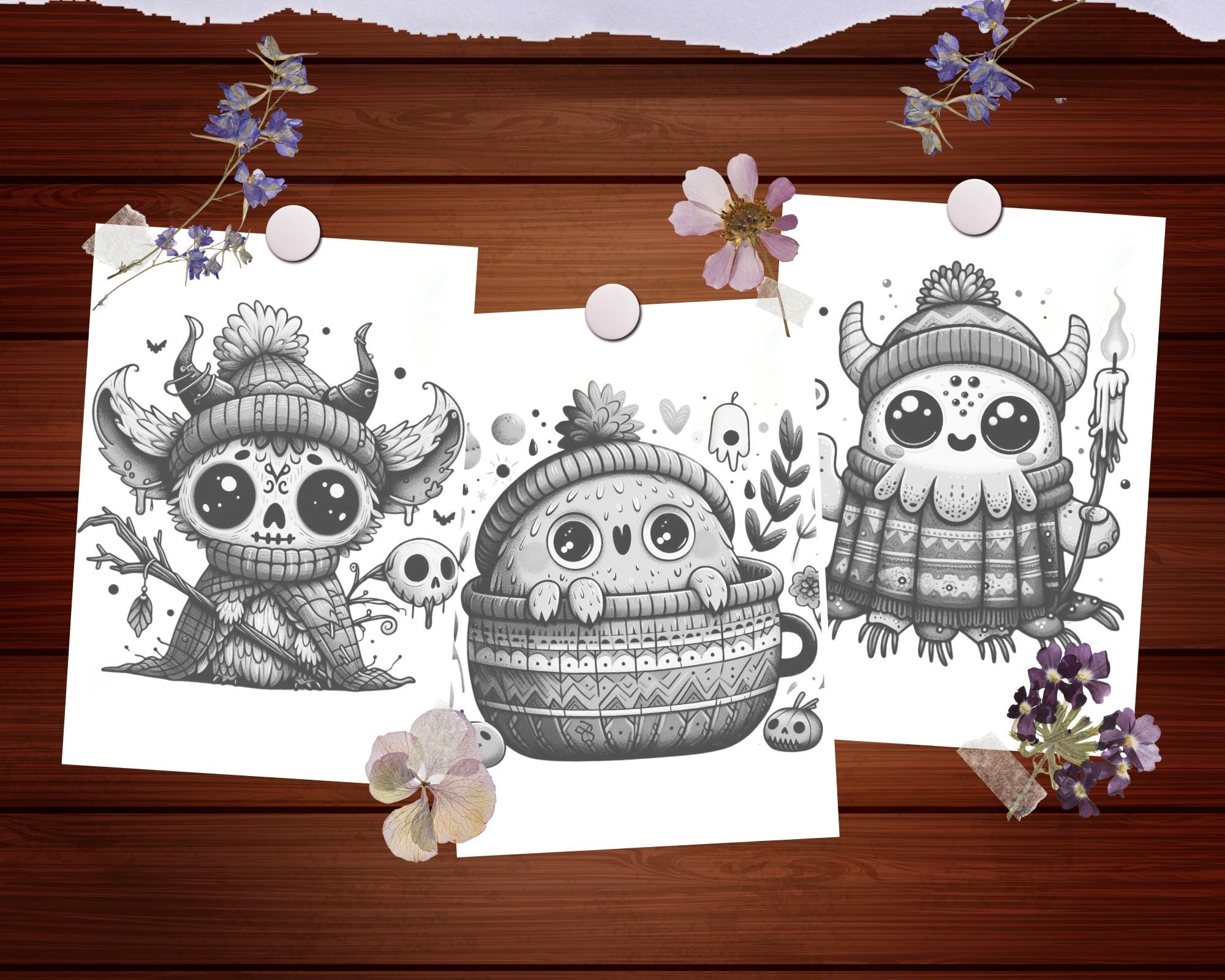 Little Spooky Cute Creature (80 Page) Coloring Pages Adult & Kid ...